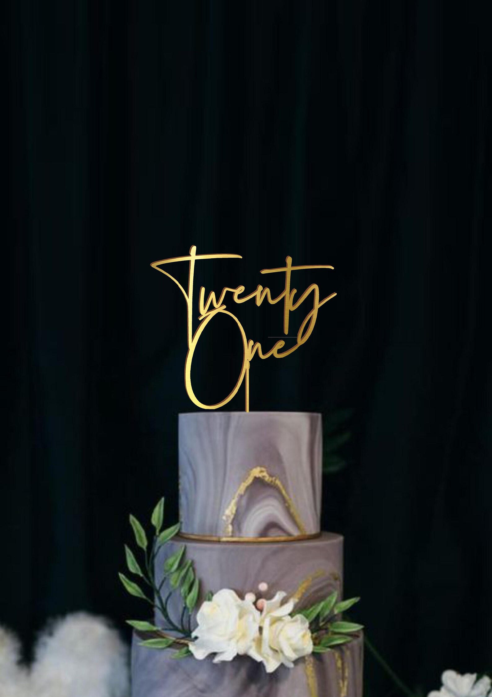 Twenty One Cake Topper Modern 21st Birthday Cake Decoration | Etsy