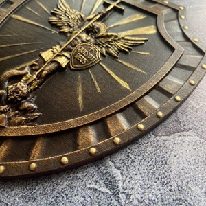 Archangel Michael Wooden Shield Icon - Religious Wall Art, Christian ...