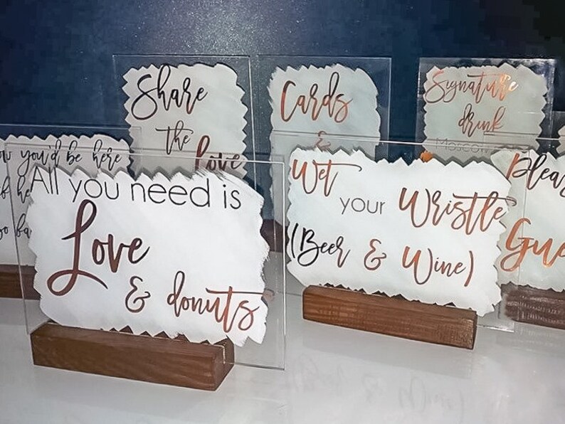 Acrylic Wedding Sign Package Bundle Glass Table Signs Painted - Etsy
