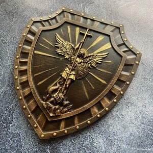 Archangel Michael Wooden Shield Icon - Religious Wall Art, Christian ...