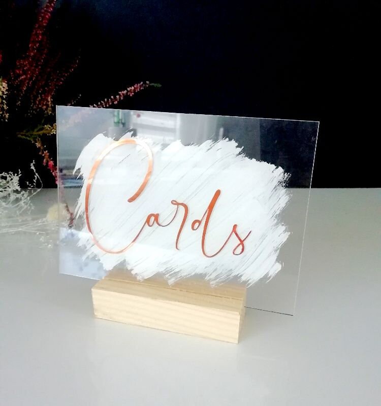 Clear Acrylic Cards Sign for Wedding With Stand Rectangle | Etsy