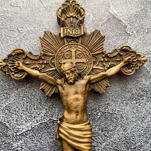 Wooden Carved Catholic Cross Religious Decor for Home With Intricate ...