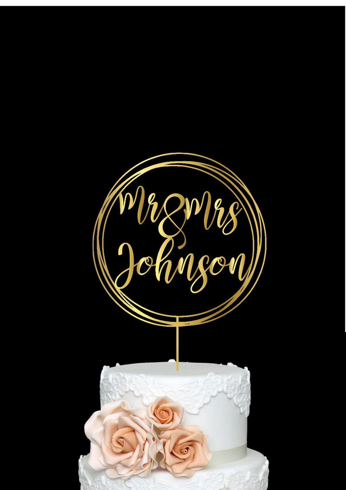 Calligraphy Personalized Wedding Cake Topper with Surname Mr | Etsy
