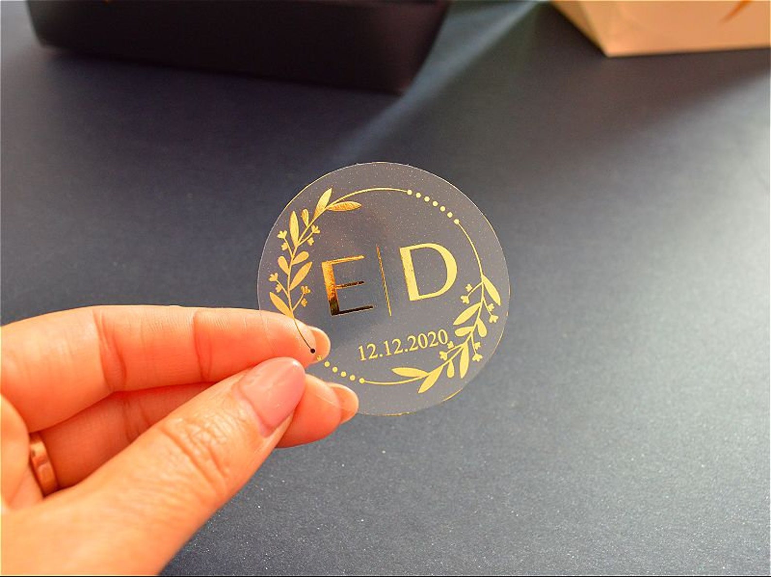 Real Foil Wedding Stickers Monogram for Envelope Clear and - Etsy