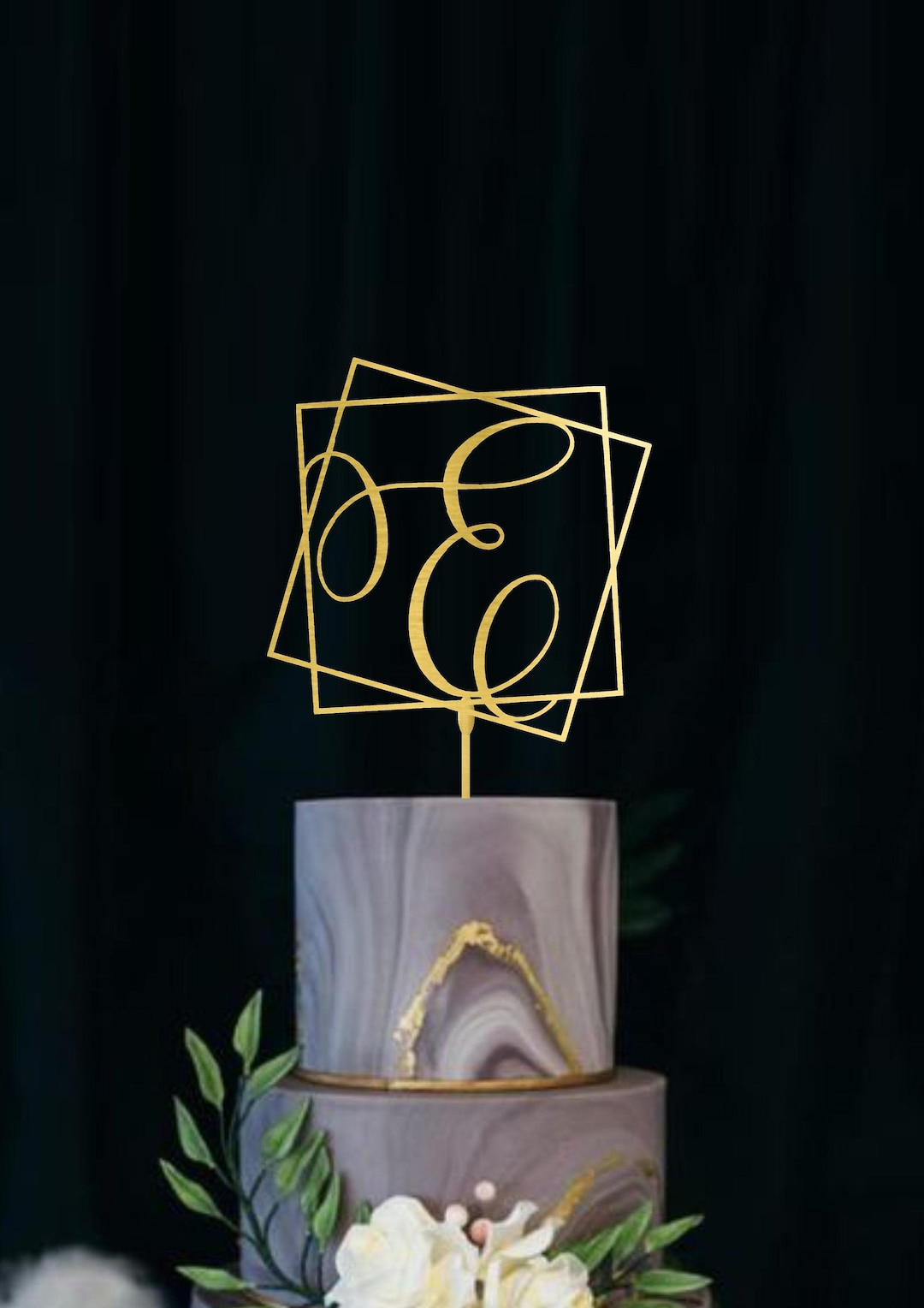 Wedding Monogram Cake Topper Geometric Personalized Initial Modern ...