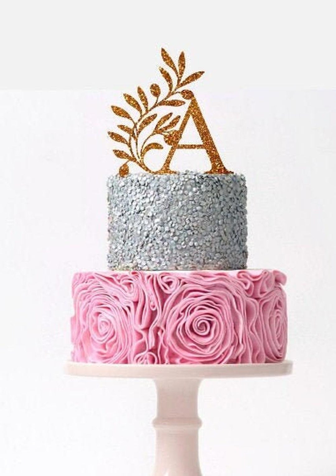 Monogram Cake Topper for Wedding Custom Letter Single With Branch ...