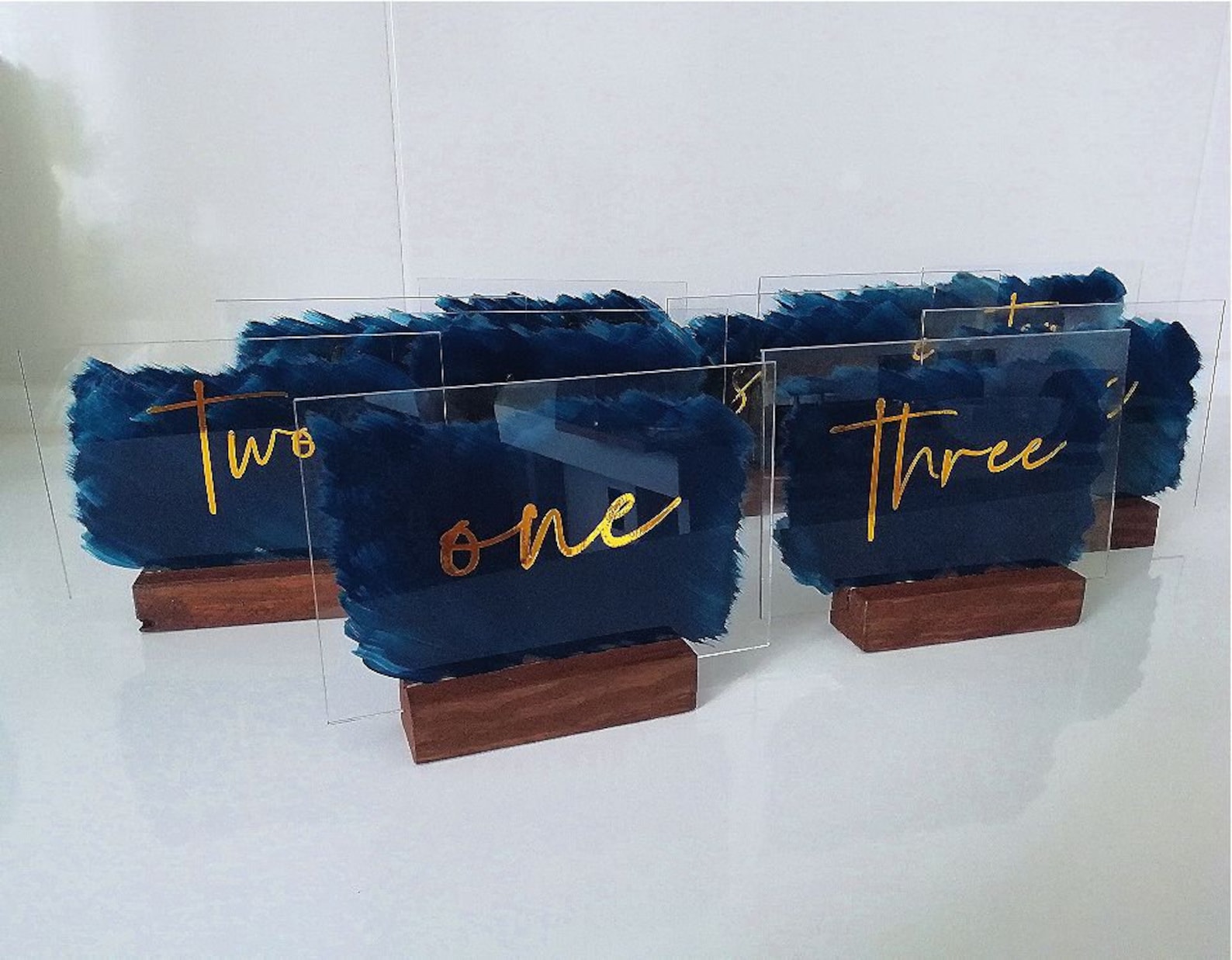 Acrylic Wedding Table Numbers: Gold Calligraphy, Painted Back - Etsy