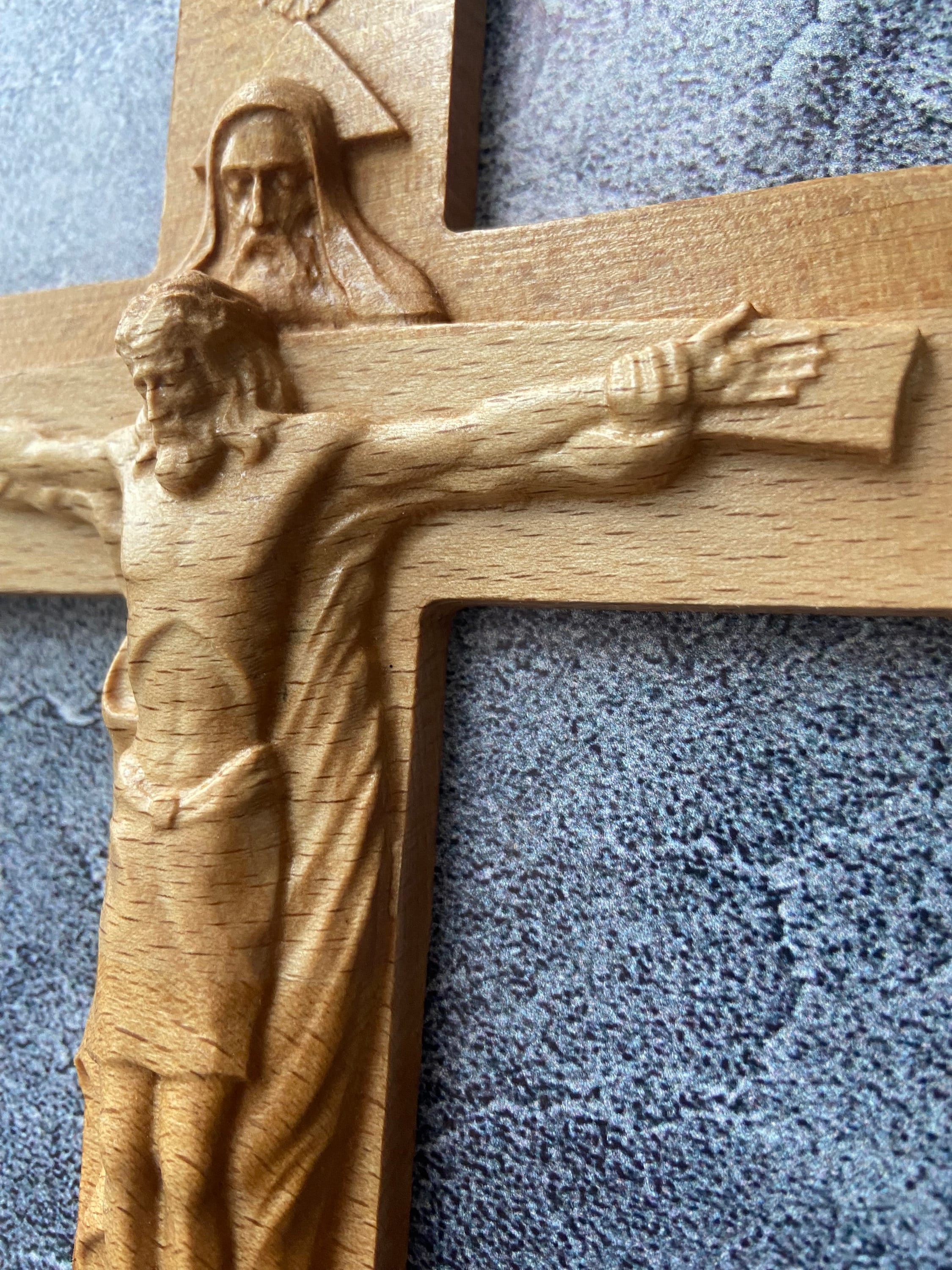 Holy Trinity Crucifix Wall Cross Carved Christian Religious Decor Home ...