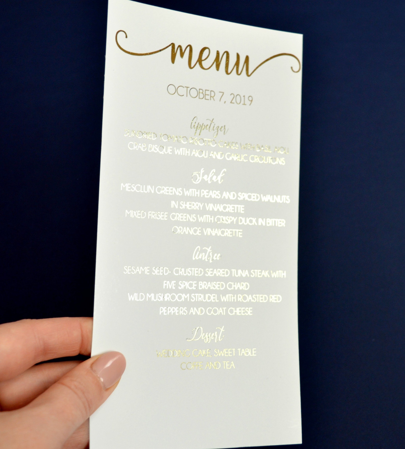 Gold Foil Wedding Custom Menu Card Personalised Elegant Dinner | Etsy