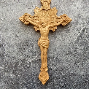 Wooden Carved Catholic Cross Religious Decor for Home With Intricate ...