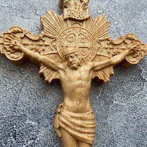 Wooden Carved Catholic Cross Religious Decor for Home With Intricate ...