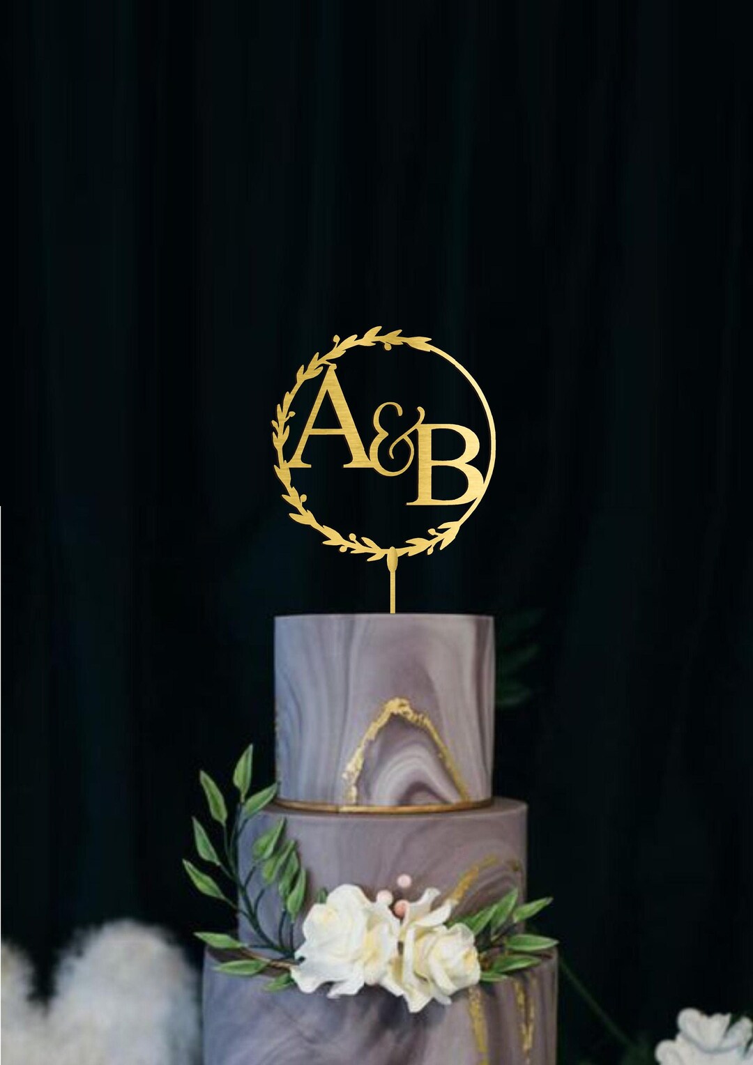 Custom Initials Wedding Cake Topper With Letters Monogram Bridal Shower ...