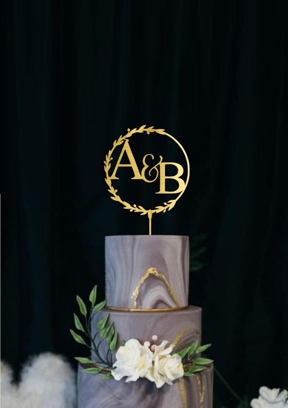 Custom Initials Wedding Cake Topper With Letters Monogram | Etsy