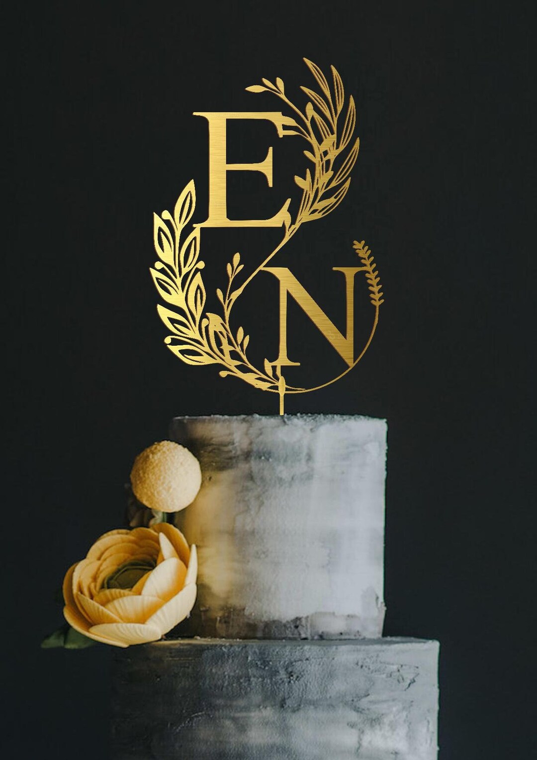 Custom Monogram Cake Topper Gold Initial Wedding Accent Mr and Mrs Cake ...