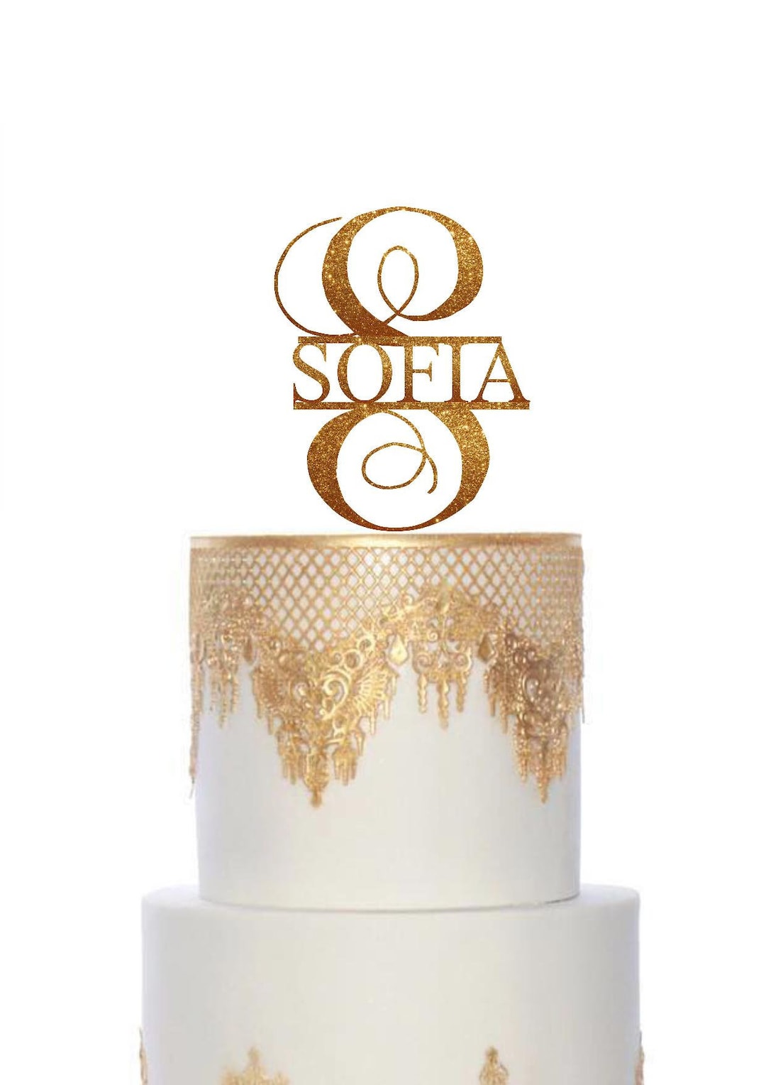 Initial Rose Gold Cake Topper Monogram Cake Topper Wedding Gold Cake ...