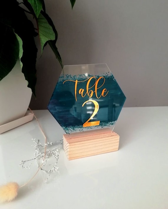 Acrylic Wedding Table Numbers Painted Back Brush Signs | Etsy