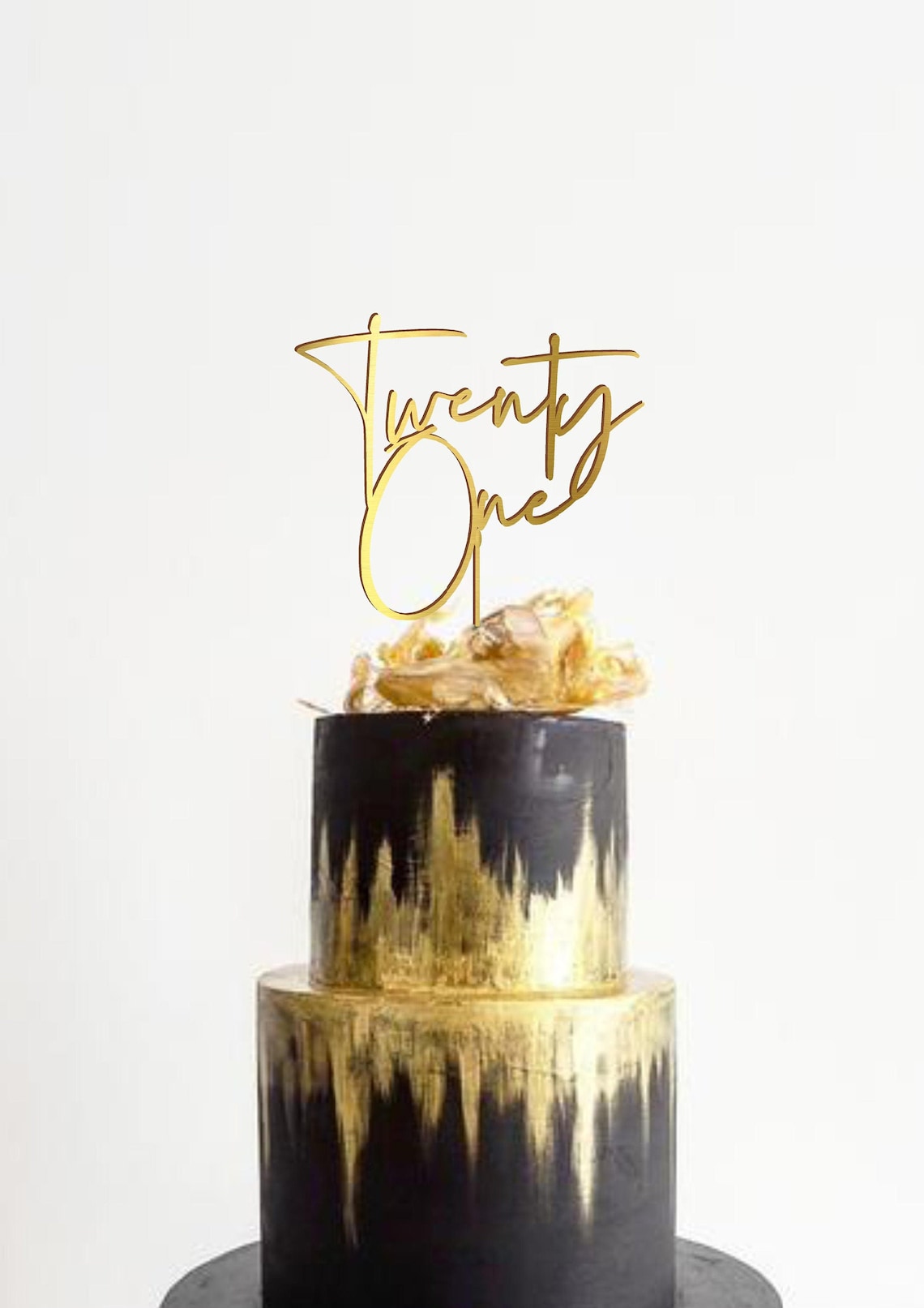 Twenty One Cake Topper Modern 21st Birthday Cake Decoration | Etsy