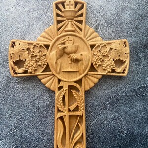 First Communion Wall Cross Eucharist Symbol Wooden Cross With Chalice ...