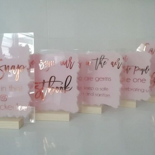 Acrylic Wedding Bundle Clear Glass Table Signs Painted Back - Etsy