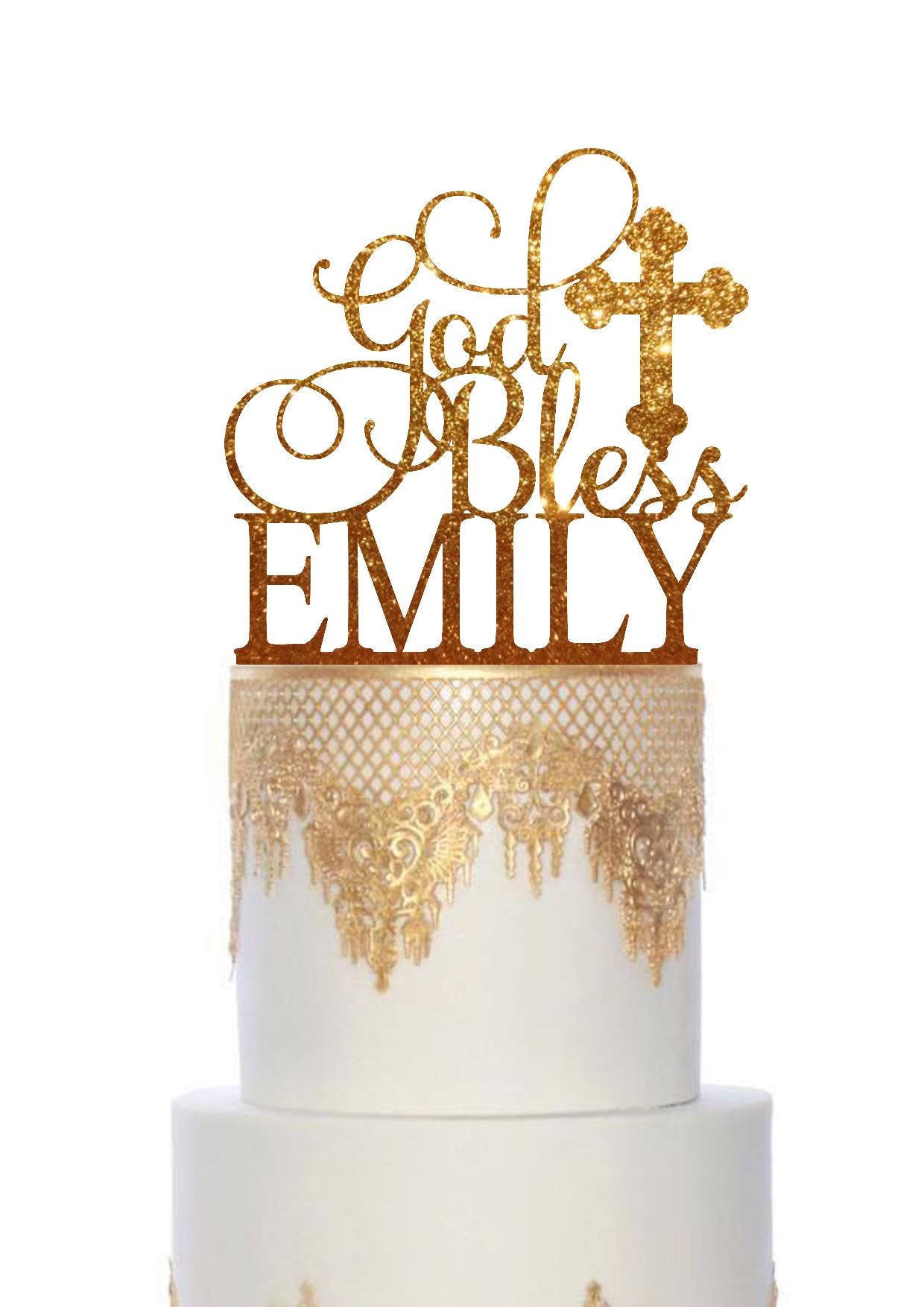 God Bless Cake Topper Personalized Cake Topper First Communion | Etsy