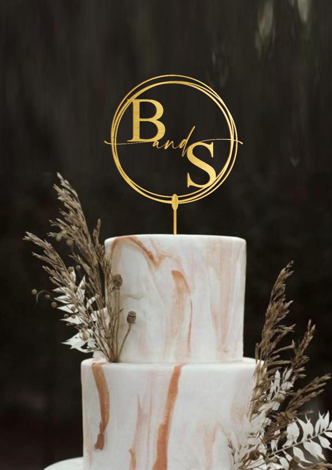 Monogram Cake Topper for Wedding Custom Initials Cake Topper ...