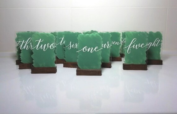Acrylic Wedding Table Numbers Painted Back Brush Elegant - Etsy