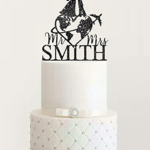 Personalized Travelling Cake Topper With Airplane Travel - Etsy