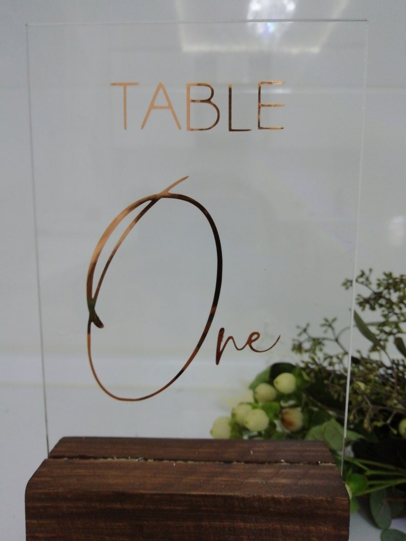 Glass Clear Table Numbers Sign for Wedding Minimalist Style | Etsy