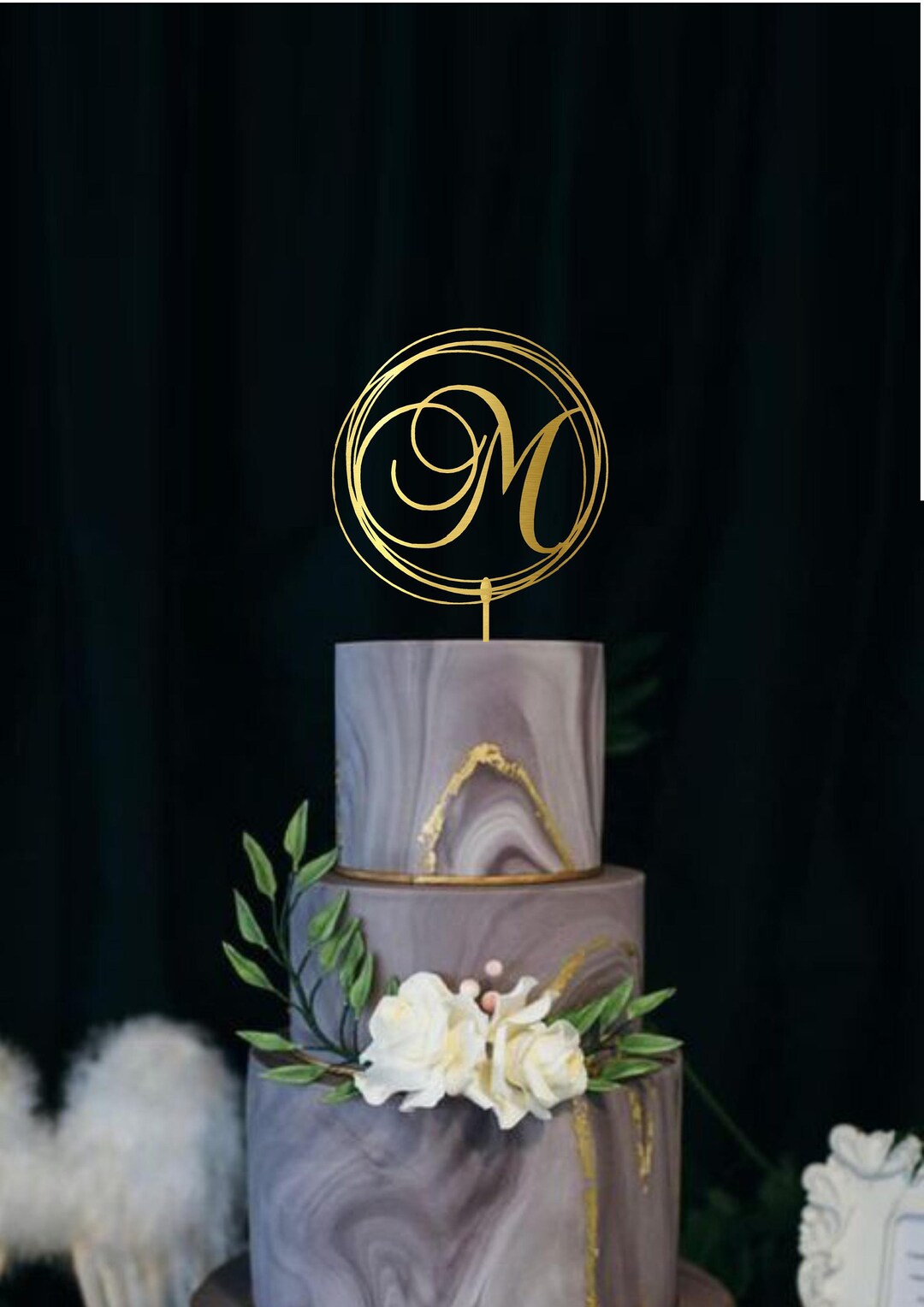 Geometric Wedding Cake Topper: Personalized Glitter Monogram Initial - Etsy
