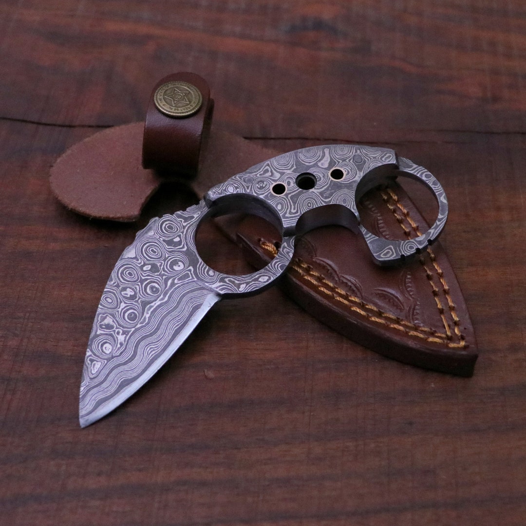 Damascus EDC Knife - Hunting, Camping, Bushcraft , Collectors Knife ...