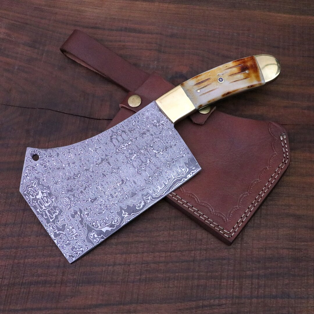 SALE Large Damascus Cleaver, Bill the Butcher Inspired - Hunting, Meat ...