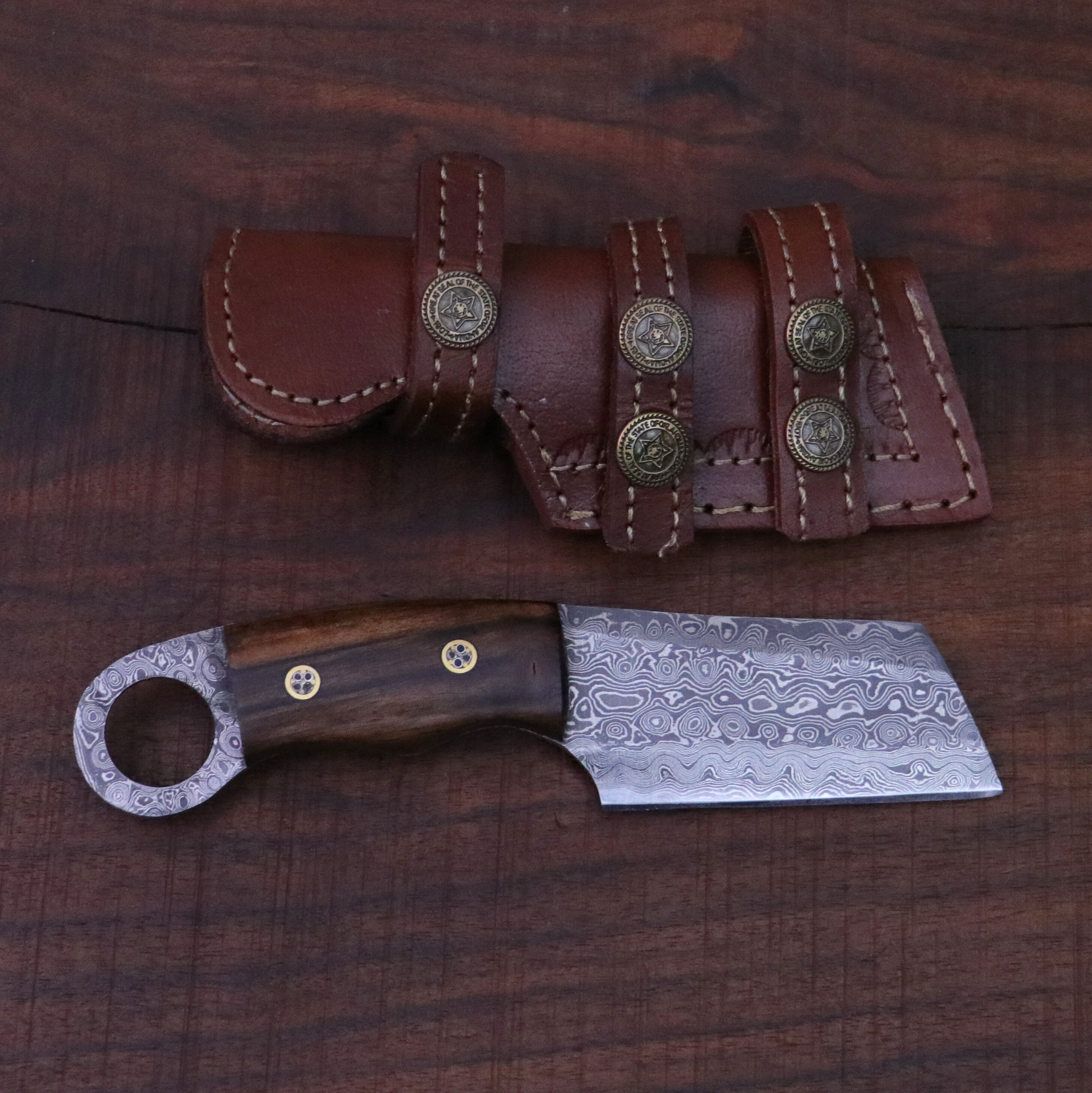 Damascus Bushcraft Cleaver Knife Hunting Camping Survival - Etsy