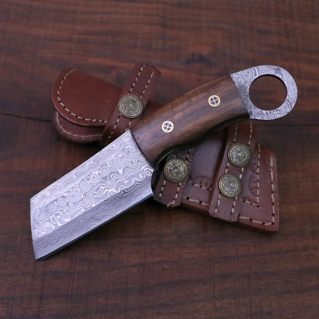 Damascus Bushcraft Cleaver Knife - Hunting, Camping, Survival ...