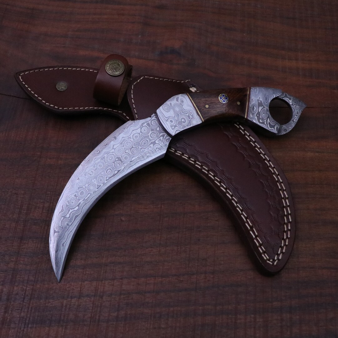 Handmade Karambit Knife From Damascus Steel Camping, Hunting, Skinning ...