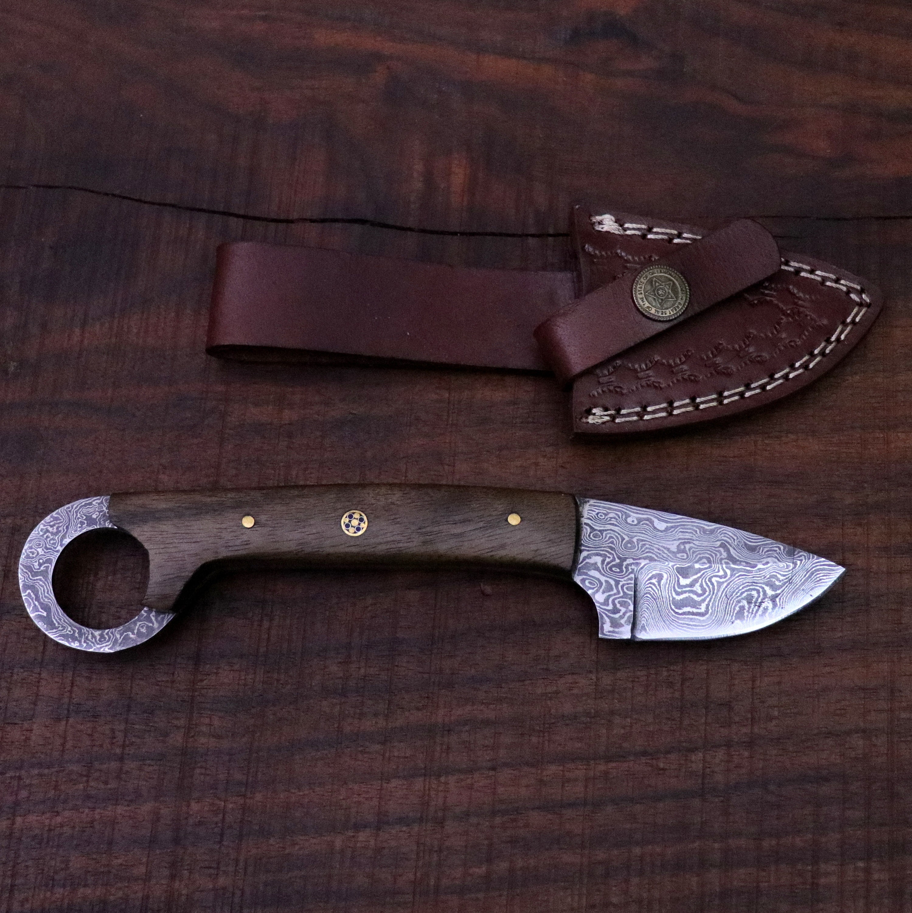 Damascus Short Blade Karambit Knife Hunting Camping | Etsy