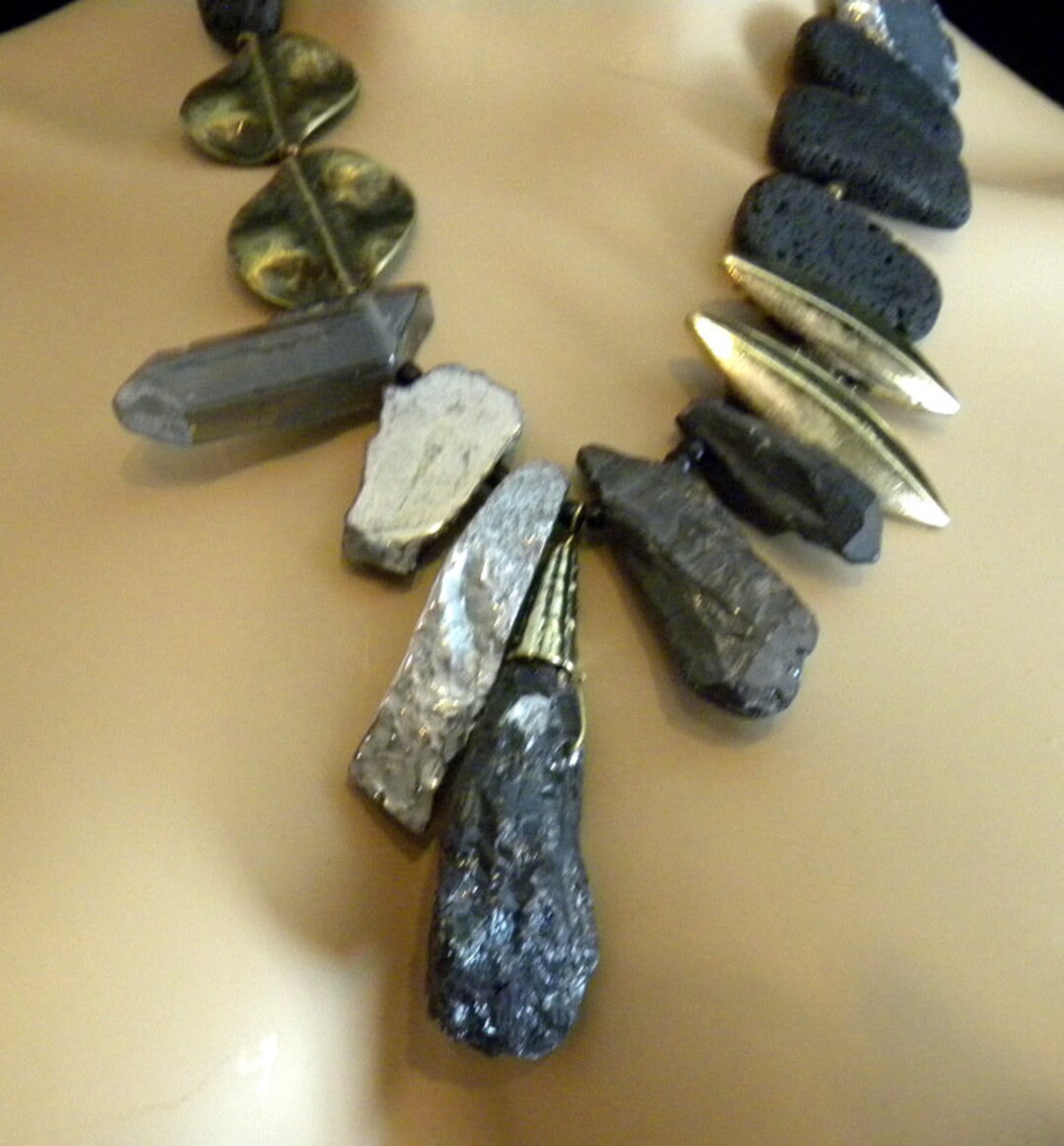 Leilani Natural Lava Beads Gun Metal Stone From Rajasthan - Etsy