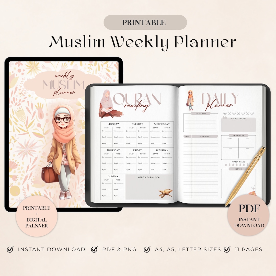 Weekly Muslim Planner: Quran & Salah Tracker (digital Planner) - Etsy