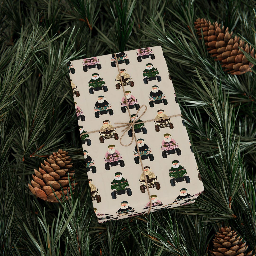 Christmas Santa on a Polaris RZR or Can-am Side by Side Wrapping Paper ...