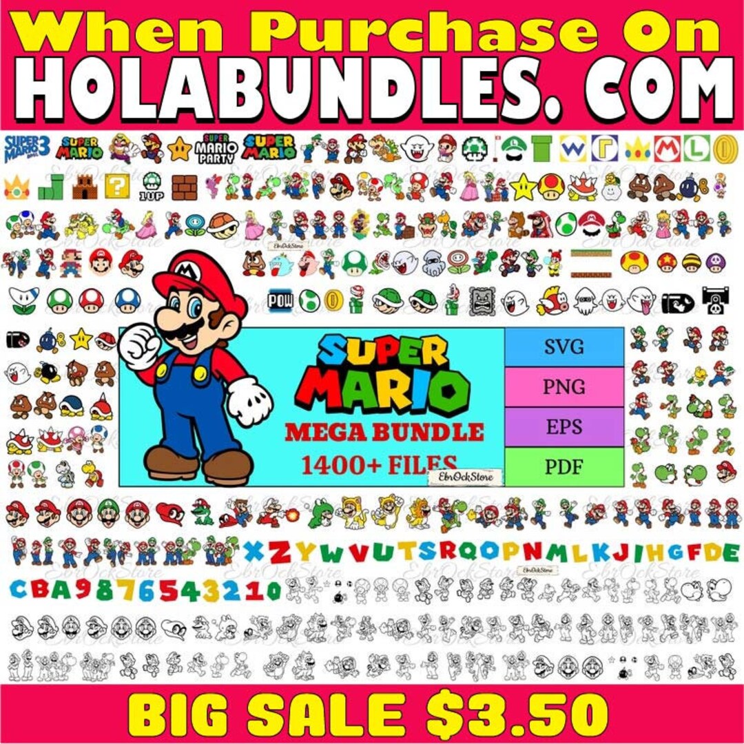 Super Mario SVG Bundle for Cricut and Sublimation, Mario Family Layered ...