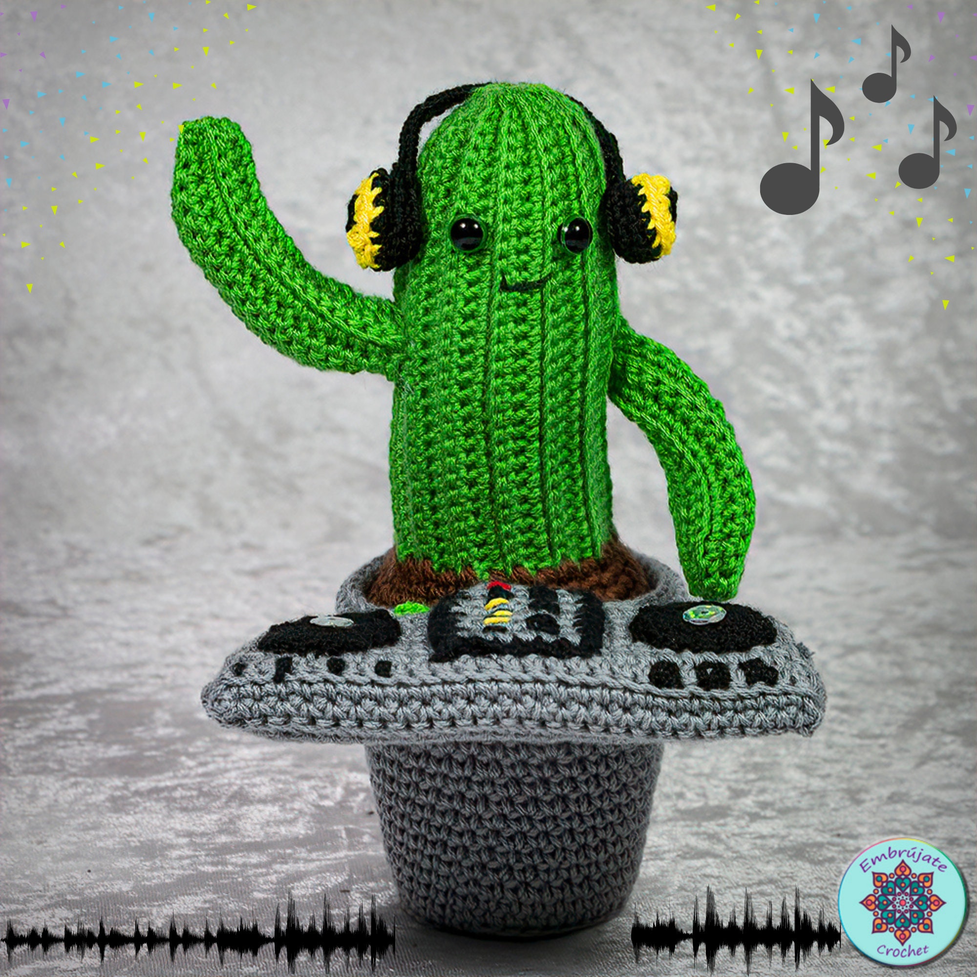 Cactus DJ De Crochet, Regalo Para DJ, Regalo Para Estudio Grabación ...