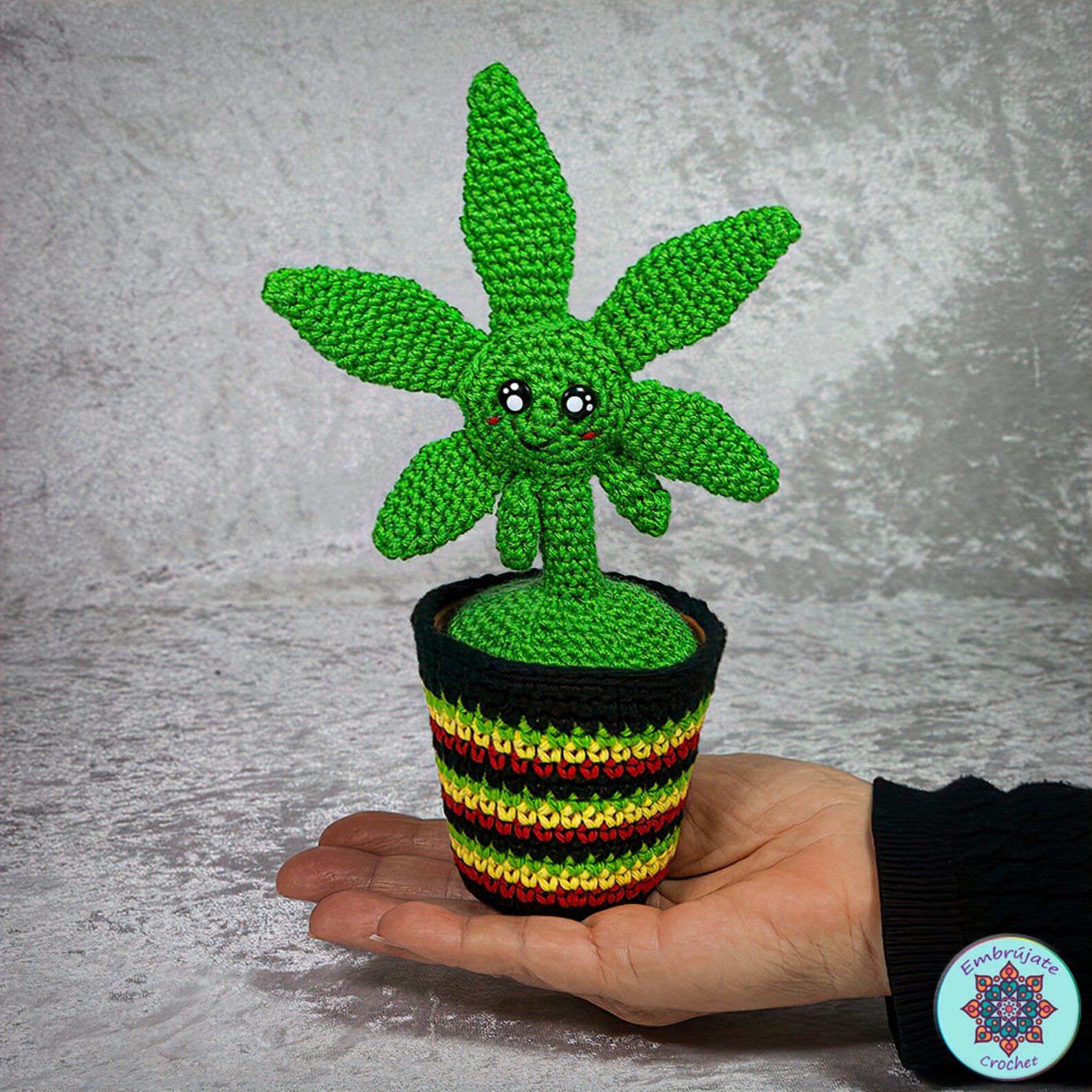 Cannabis Fake Plant, Marijuana Leaf Crochet Plant, Stoner Gifts ...