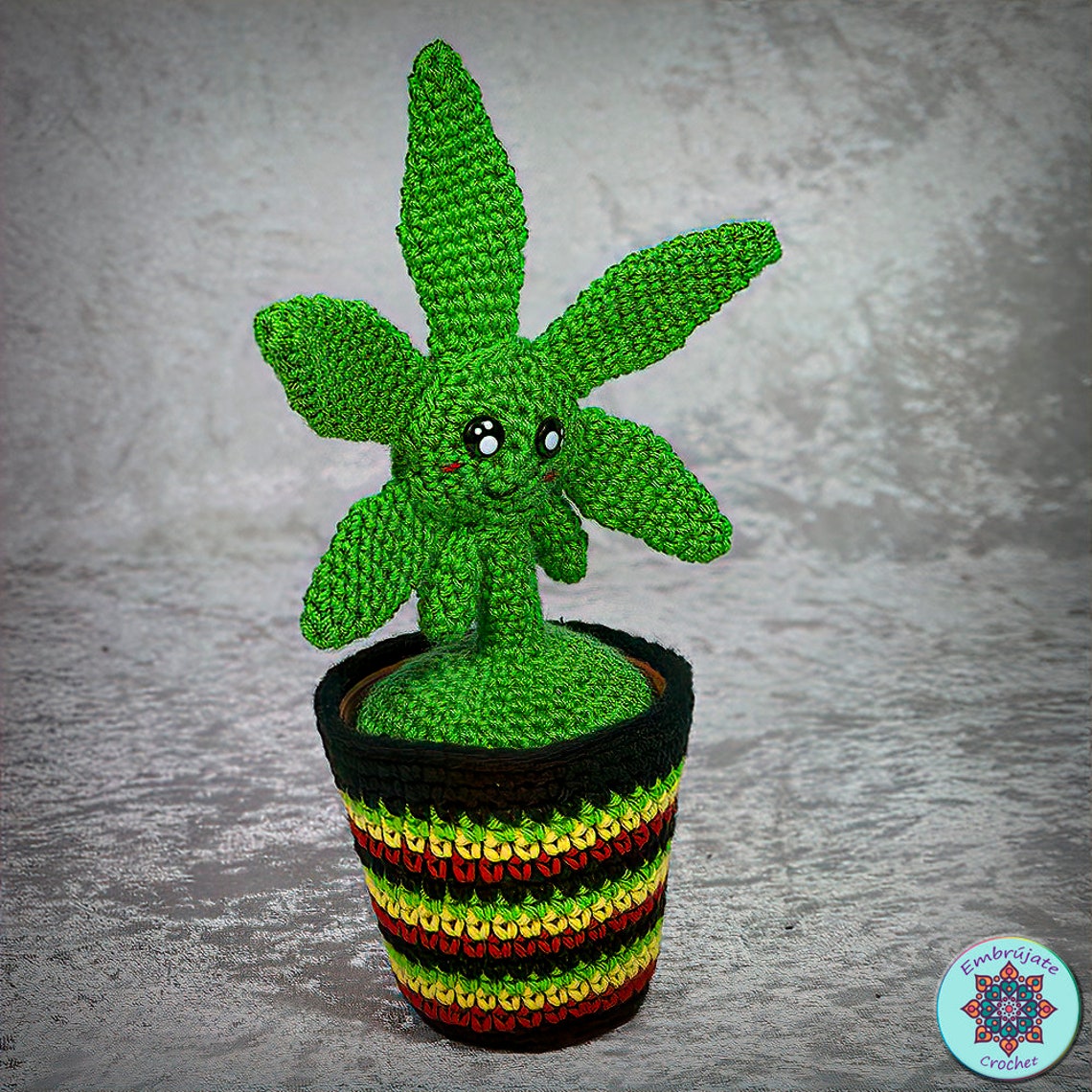 Cannabis Fake Plant, Marijuana Leaf Crochet Plant, Stoner Gifts ...
