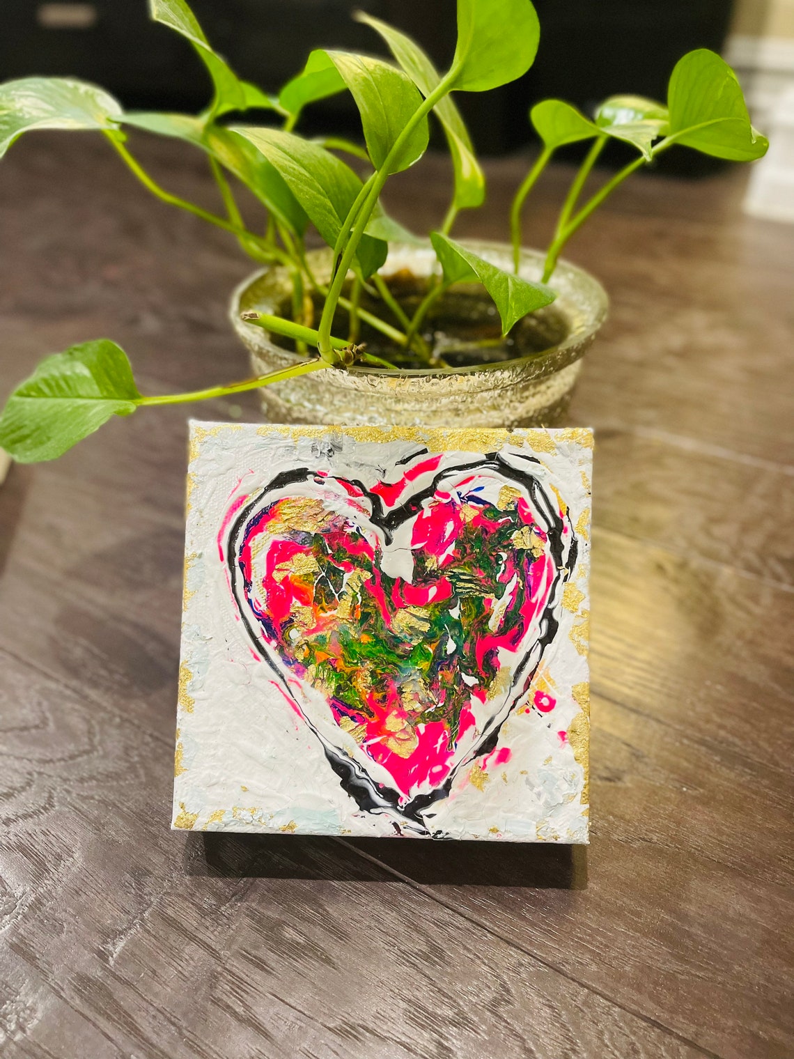 Colorful Heart Painting, Heart Gift, Valentines Gift, Heart Art ...