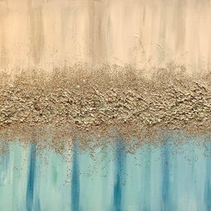 Glitter Blue Silver Abstract Painting, Extra Large Canvas Art, Teal ...