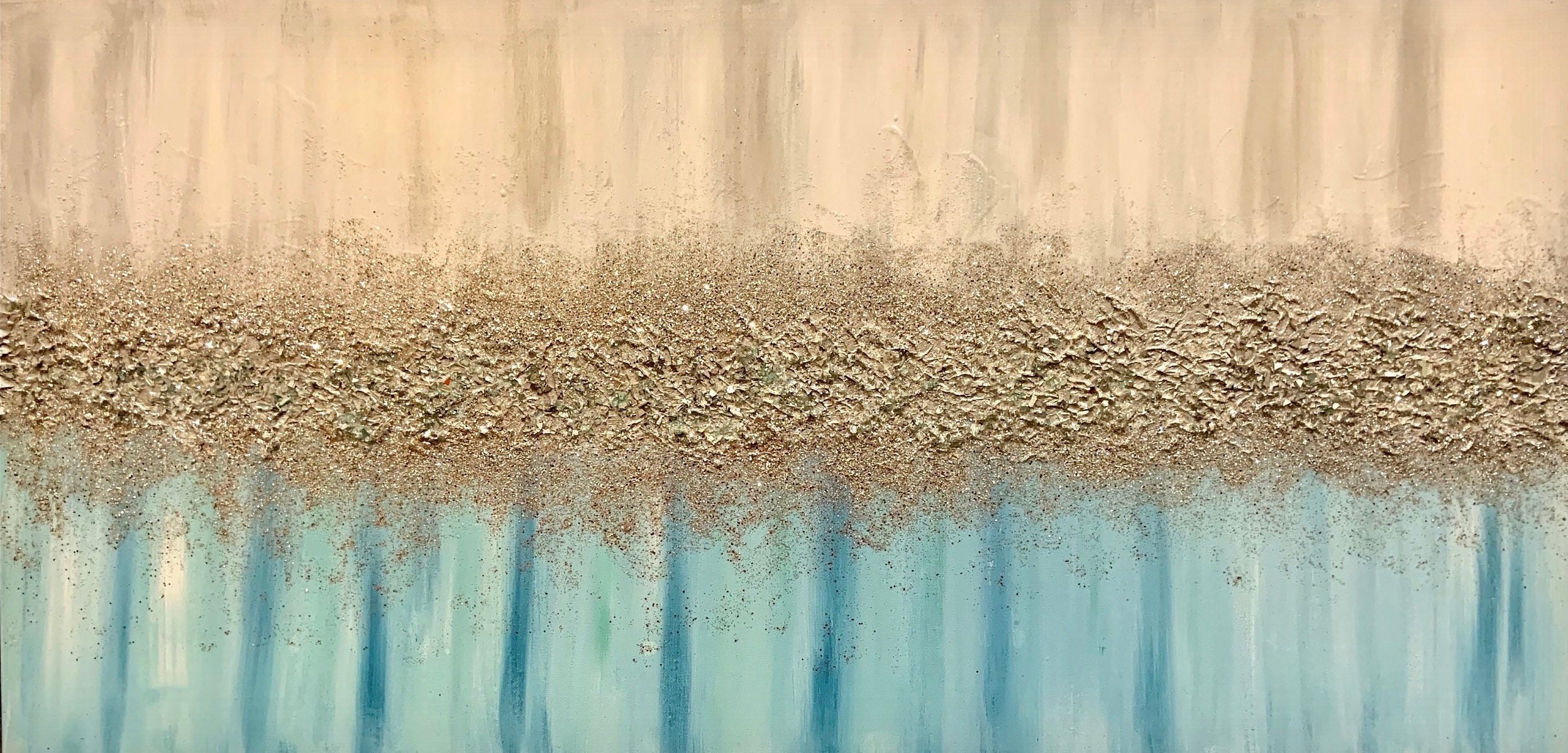 Glitter Blue Silver Abstract Painting Extra Large Canvas Art - Etsy