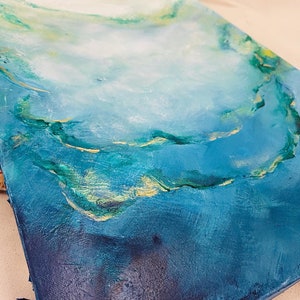 Teal Blue Large Modern Textured Art, Original Turquoise Abstract ...