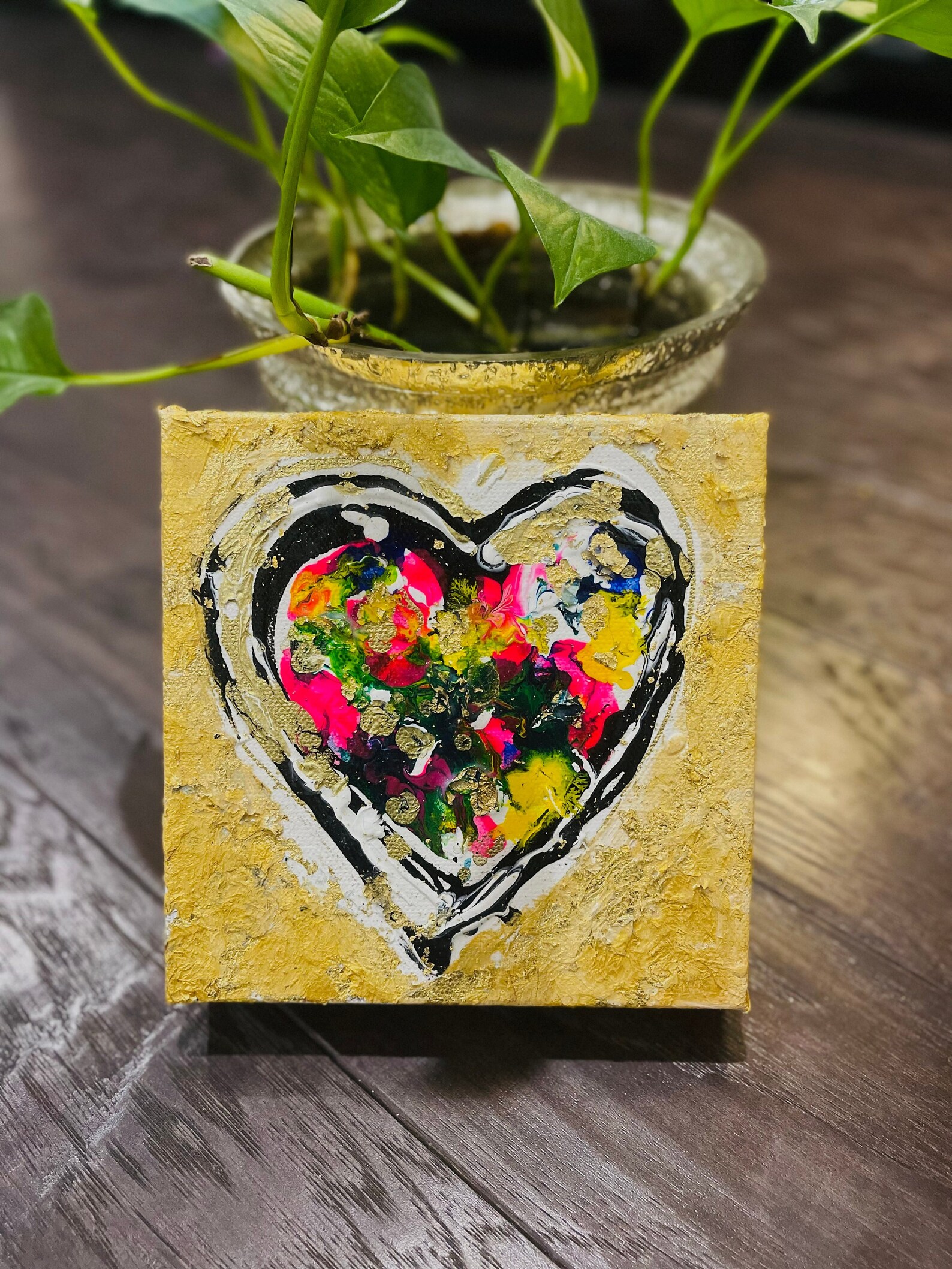 Colorful Heart Painting, Heart Gift, Valentines Gift, Heart Art ...