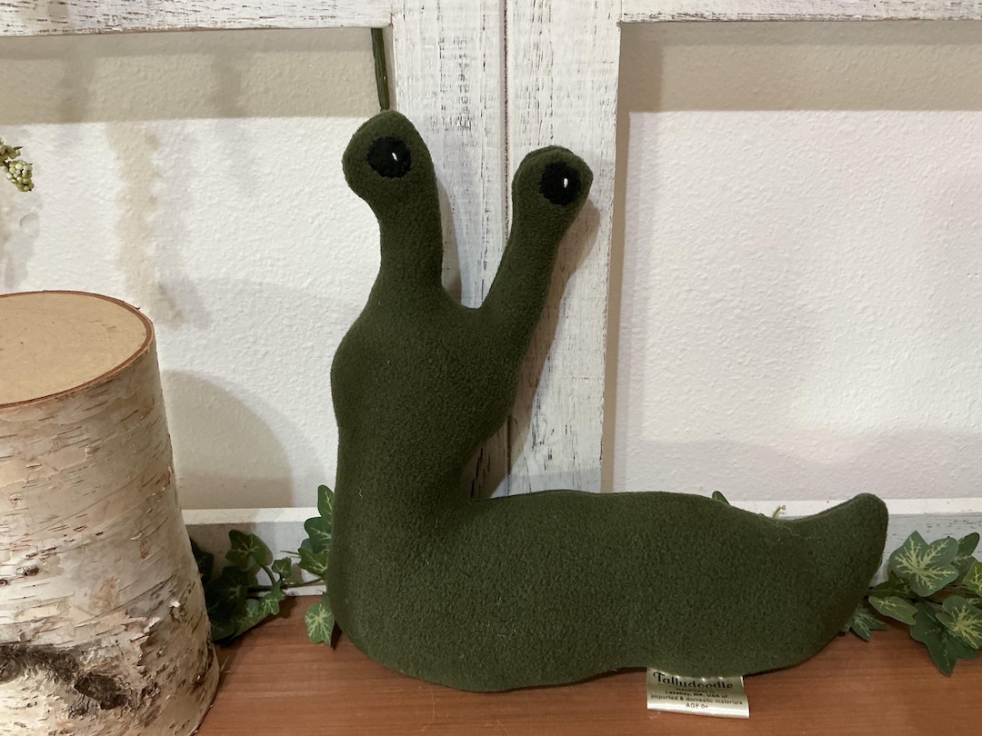 Pacific Northwest Fleece Slug Plush – Handmade 11” Deep Green Stuffed ...