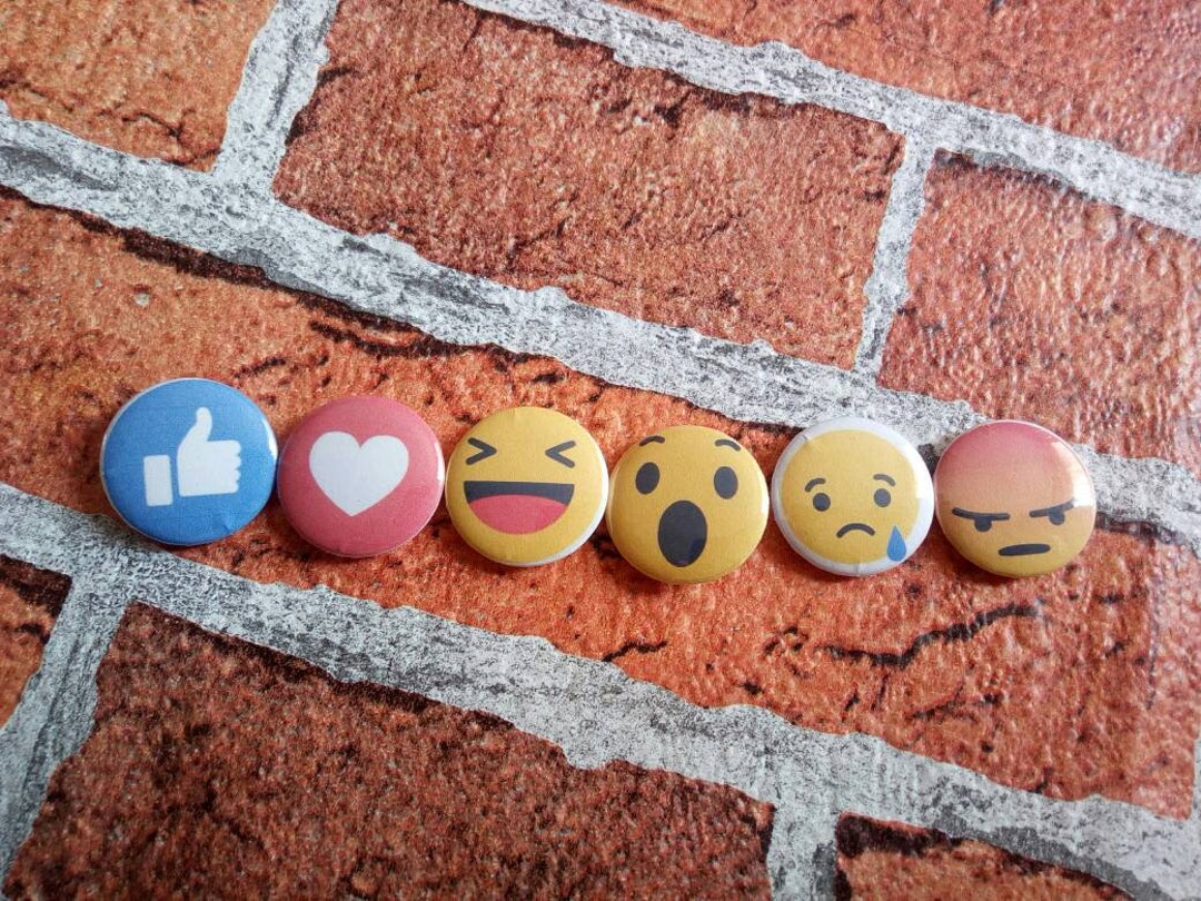 25mm/1 Inch Button Badge Social Media Reactions Pin Badge, Collectable ...