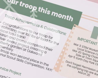 Editable Troop Newsletter Template Blank PDF & Corjl Link Printable ...